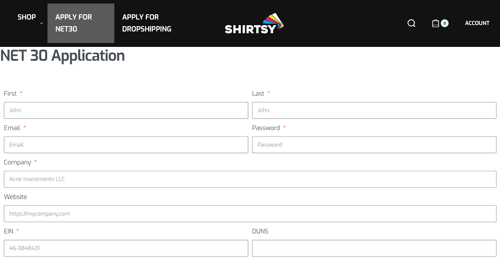 Shirtsy Review: A Business Swag Offer with Net 30 Option